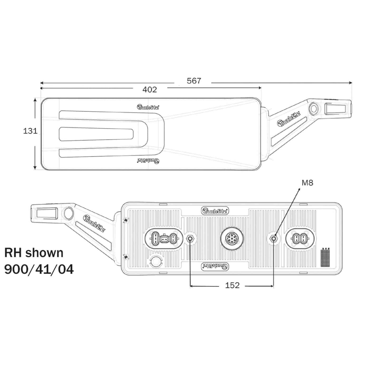 Truck-Lite M900 rear light right 7-PIN (TL)+5xSS & side marker light ...